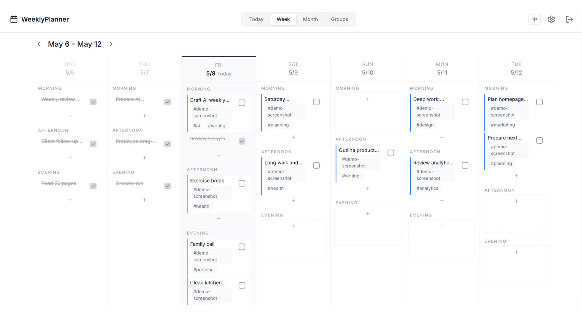 Weekly Planner Online - Visual Weekly Planner with AI & Drag-and-Drop